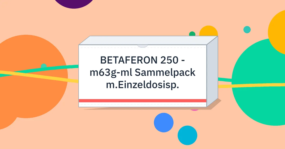 Symbolbild: Packung mit der Aufschrift BETAFERON 250 -m63g-ml Sammelpack m.Einzeldosisp. (PZN 15613719) – Verfügbarkeit und Bezug in Apotheken in Frankfurt am Main