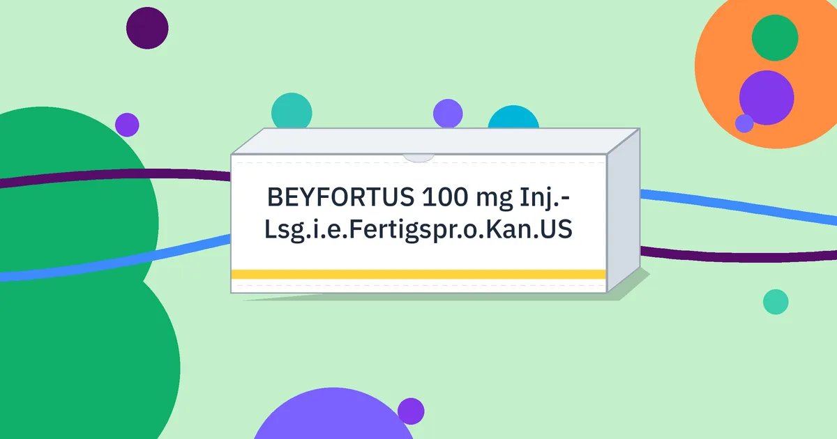 Symbolbild: Packung mit der Aufschrift BEYFORTUS 100 mg Inj.-Lsg.i.e.Fertigspr.o.Kan.US (PZN 19468326) – Verfügbarkeit und Bezug in Apotheken in Frankfurt am Main