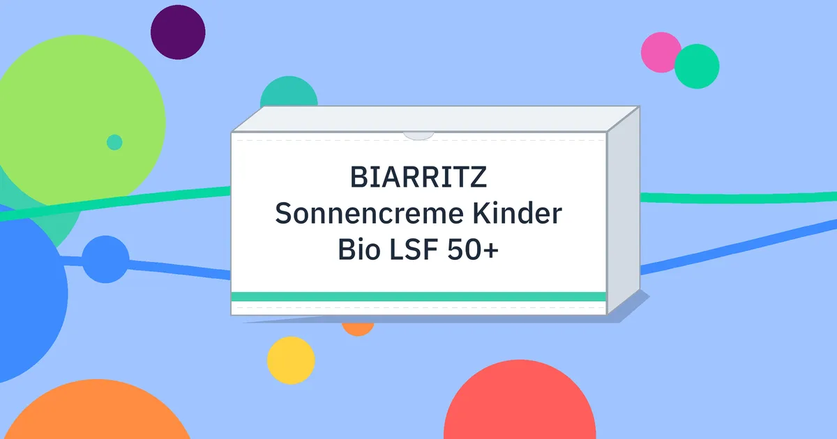 Symbolbild: Packung mit der Aufschrift BIARRITZ Sonnencreme Kinder Bio LSF 50+ (PZN 20898279) – Verfügbarkeit und Bezug in Apotheken in Frankfurt am Main