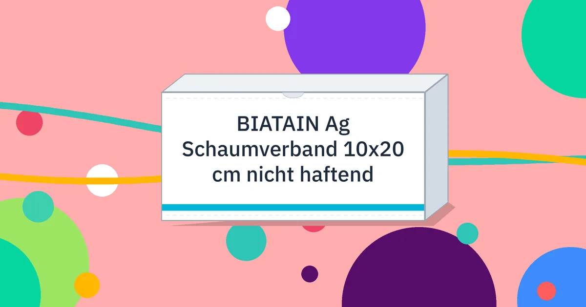 Symbolbild: Packung mit der Aufschrift BIATAIN Ag Schaumverband 10x20 cm nicht haftend (PZN 18122910) – Verfügbarkeit und Bezug in Apotheken in Frankfurt am Main
