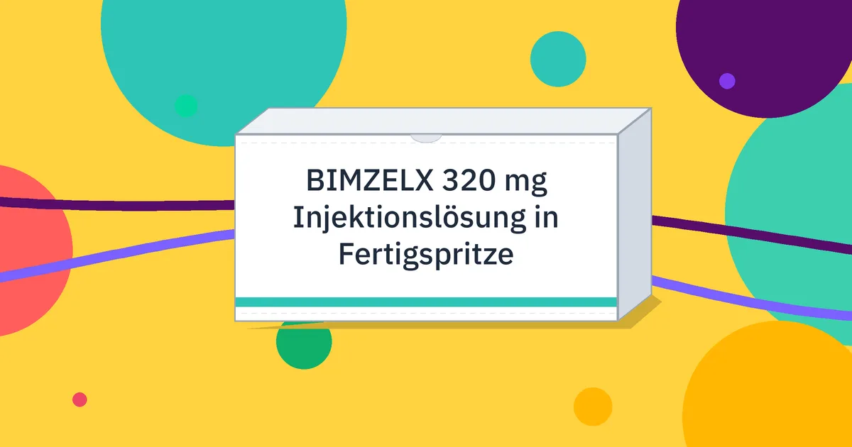 Symbolbild: Packung mit der Aufschrift BIMZELX 320 mg Injektionslösung in Fertigspritze (PZN 20168138) – Verfügbarkeit und Bezug in Apotheken in Frankfurt am Main