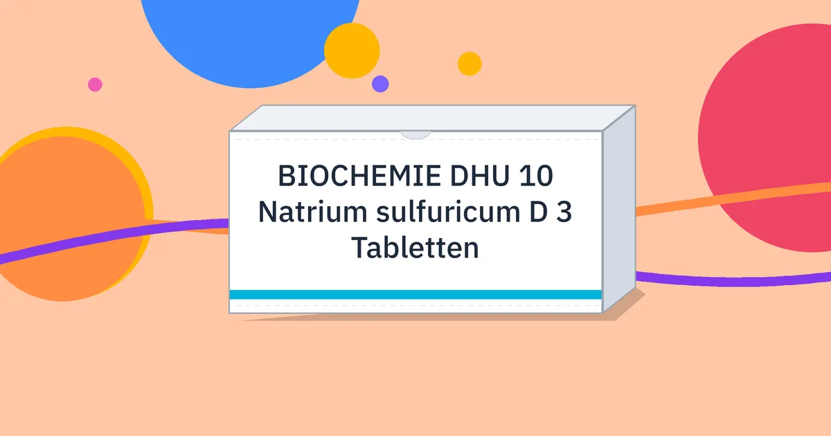 Symbolbild: Packung mit der Aufschrift BIOCHEMIE DHU 10 Natrium sulfuricum D 3 Tabletten (PZN 02580869) – Verfügbarkeit und Bezug in Apotheken in Frankfurt am Main