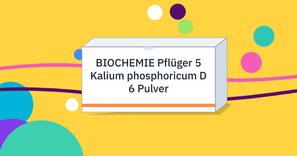 Symbolbild: Packung mit der Aufschrift BIOCHEMIE Pflüger 5 Kalium phosphoricum D 6 Pulver (PZN 16522479) – Verfügbarkeit und Bezug in Apotheken in Frankfurt am Main