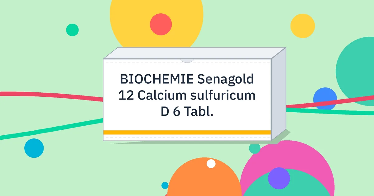 Symbolbild: Packung mit der Aufschrift BIOCHEMIE Senagold 12 Calcium sulfuricum D 6 Tabl. (PZN 06827516) – Verfügbarkeit und Bezug in Apotheken in Frankfurt am Main
