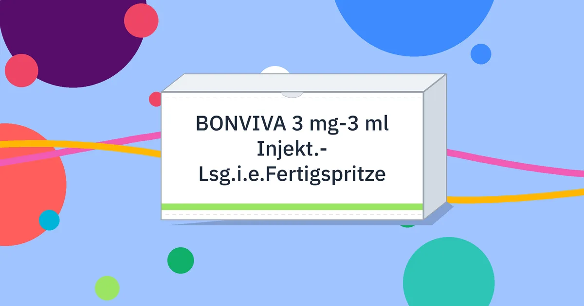 Symbolbild: Packung mit der Aufschrift BONVIVA 3 mg-3 ml Injekt.-Lsg.i.e.Fertigspritze (PZN 06786651) – Verfügbarkeit und Bezug in Apotheken in Frankfurt am Main