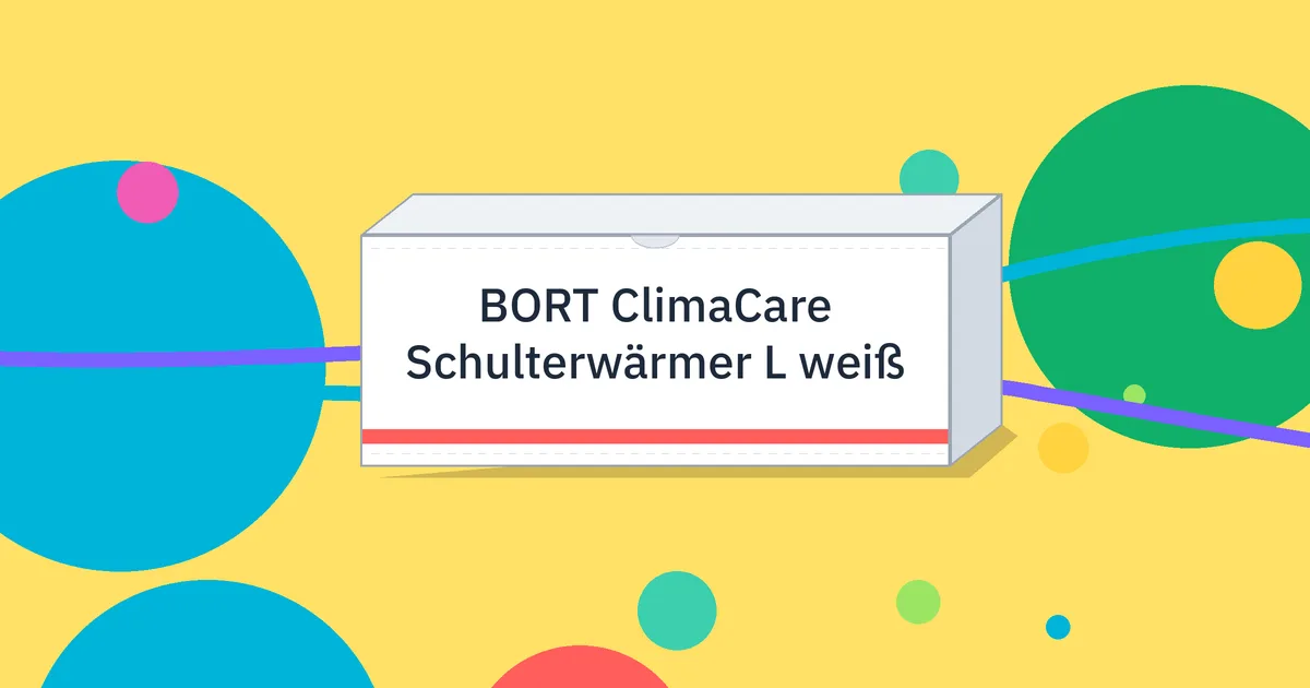 Symbolbild: Packung mit der Aufschrift BORT ClimaCare Schulterwärmer L weiß (PZN 01395147) – Verfügbarkeit und Bezug in Apotheken in Frankfurt am Main