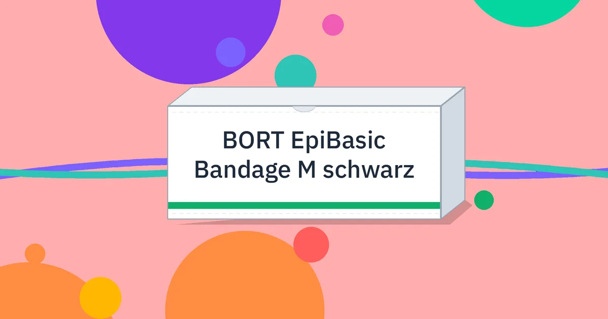 Symbolbild: Packung mit der Aufschrift BORT EpiBasic Bandage M schwarz (PZN 09444282) – Verfügbarkeit und Bezug in Apotheken in Frankfurt am Main