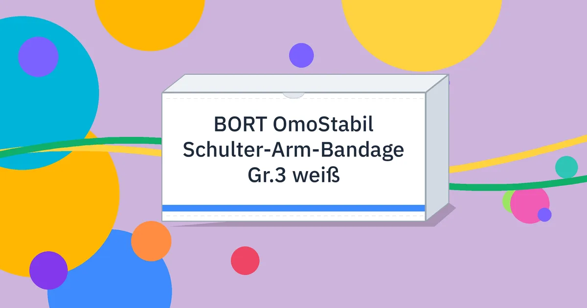 Symbolbild: Packung mit der Aufschrift BORT OmoStabil Schulter-Arm-Bandage Gr.3 weiß (PZN 04773331) – Verfügbarkeit und Bezug in Apotheken in Frankfurt am Main