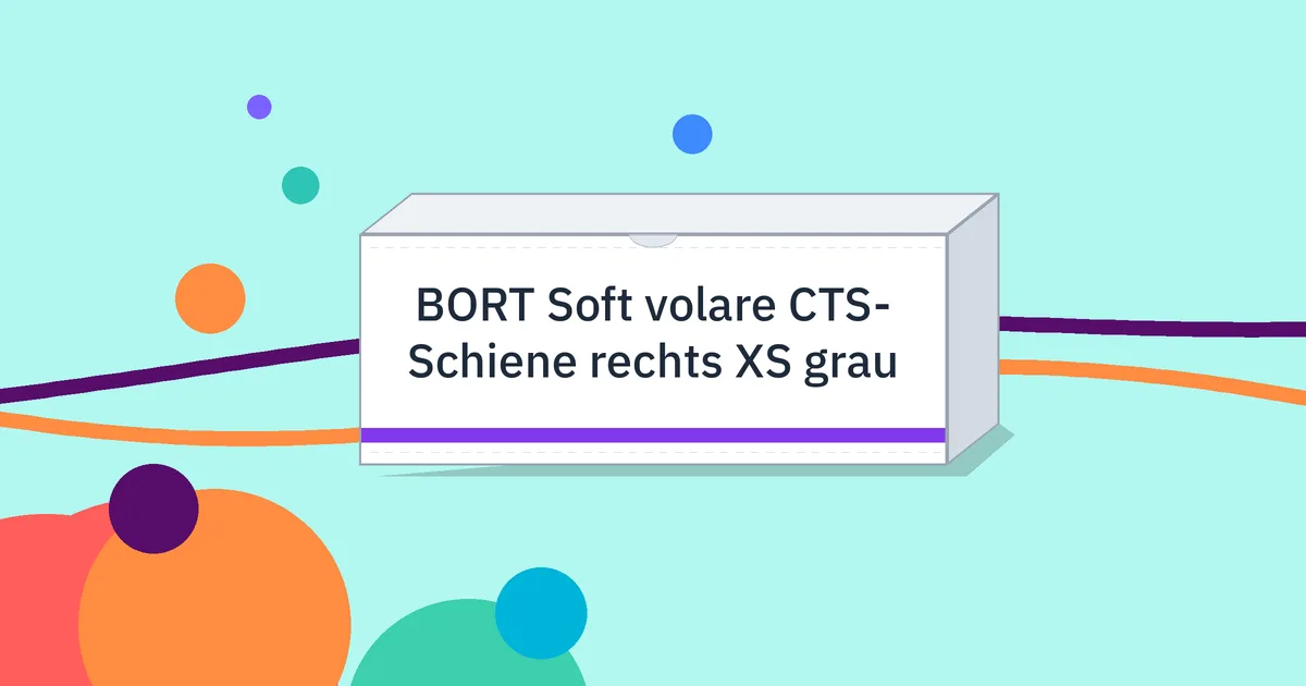 Symbolbild: Packung mit der Aufschrift BORT Soft volare CTS-Schiene rechts XS grau (PZN 00233218) – Verfügbarkeit und Bezug in Apotheken in Frankfurt am Main