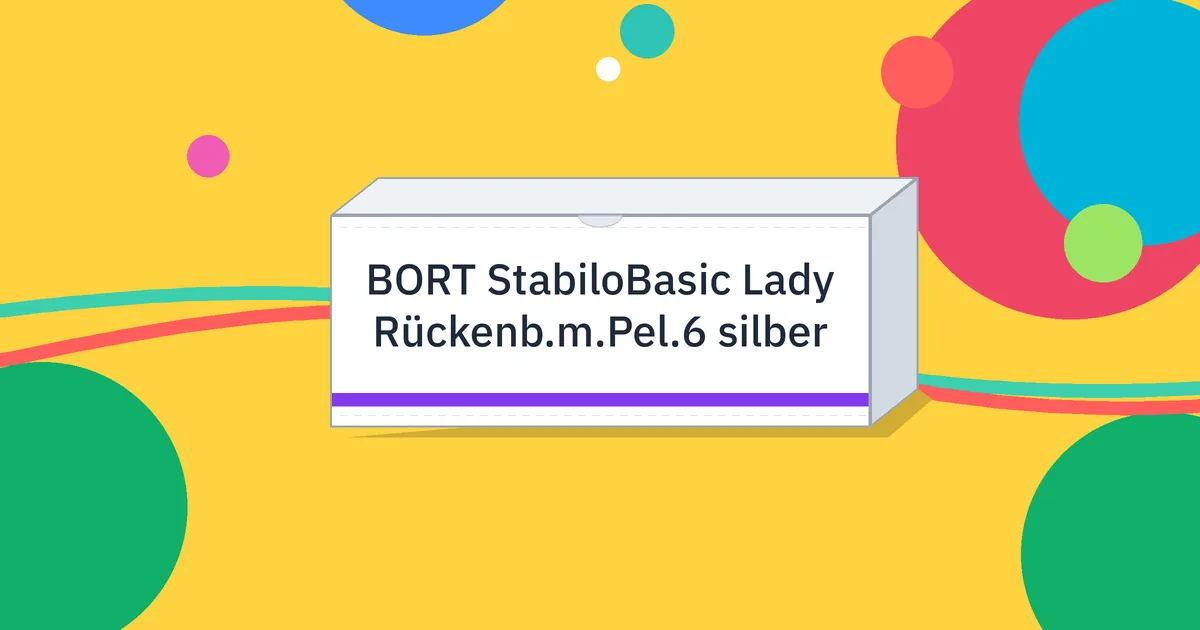 Symbolbild: Packung mit der Aufschrift BORT StabiloBasic Lady Rückenb.m.Pel.6 silber (PZN 05907354) – Verfügbarkeit und Bezug in Apotheken in Frankfurt am Main