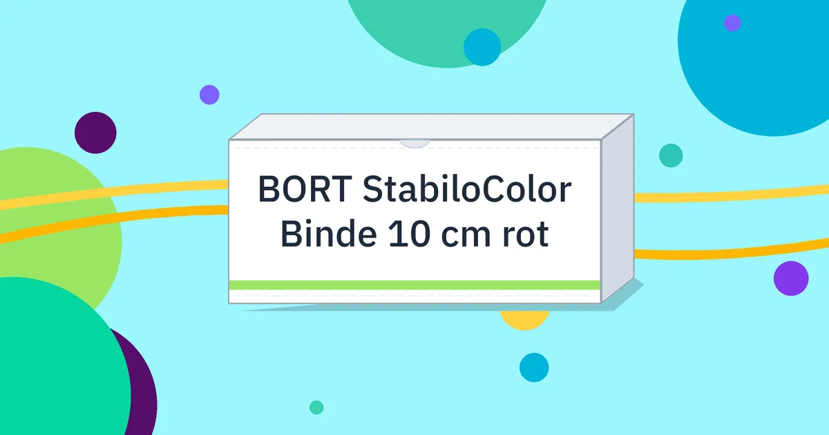 Symbolbild: Packung mit der Aufschrift BORT StabiloColor Binde 10 cm rot (PZN 08831025) – Verfügbarkeit und Bezug in Apotheken in Frankfurt am Main