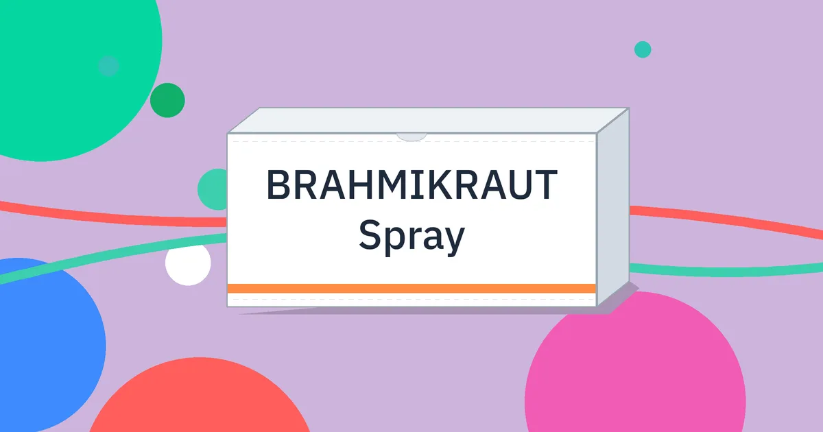 Symbolbild: Packung mit der Aufschrift BRAHMIKRAUT Spray (PZN 19418446) – Verfügbarkeit und Bezug in Apotheken in Frankfurt am Main