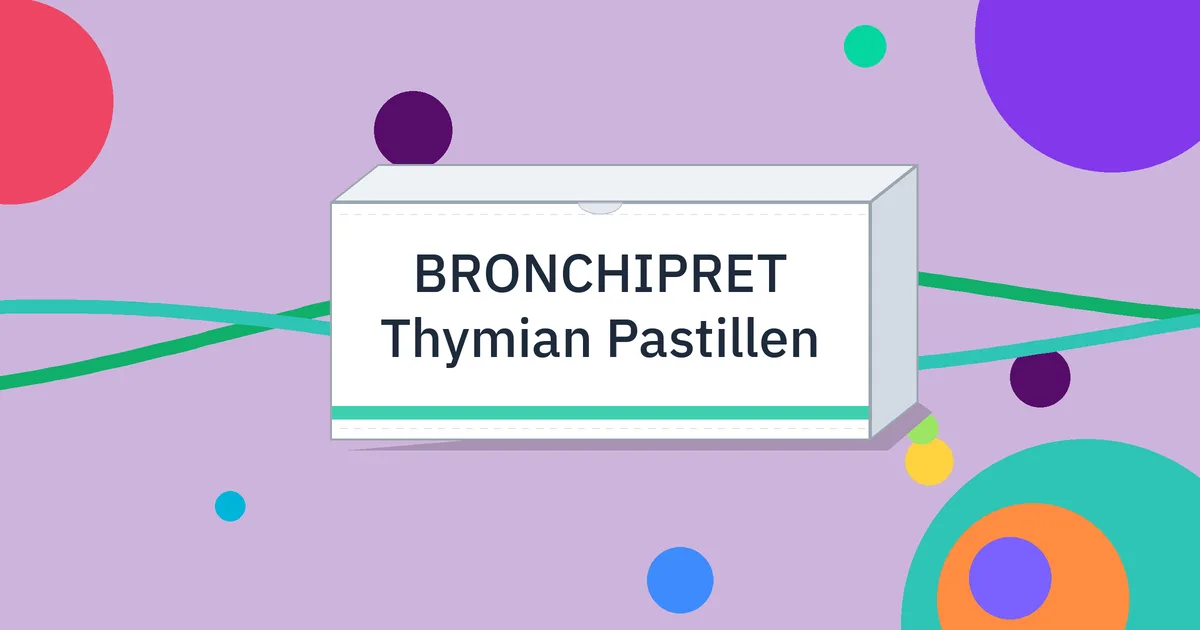 Symbolbild: Packung mit der Aufschrift BRONCHIPRET Thymian Pastillen (PZN 00360951) – Verfügbarkeit und Bezug in Apotheken in Frankfurt am Main