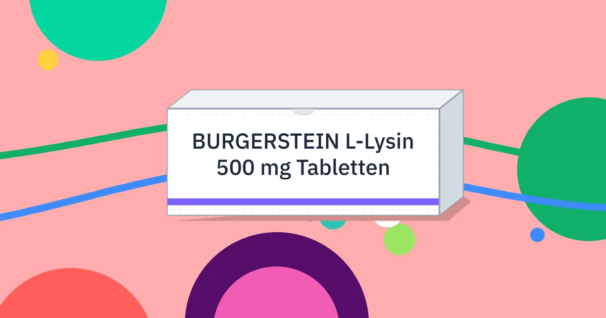 Symbolbild: Packung mit der Aufschrift BURGERSTEIN L-Lysin 500 mg Tabletten (PZN 19414193) – Verfügbarkeit und Bezug in Apotheken in Frankfurt am Main