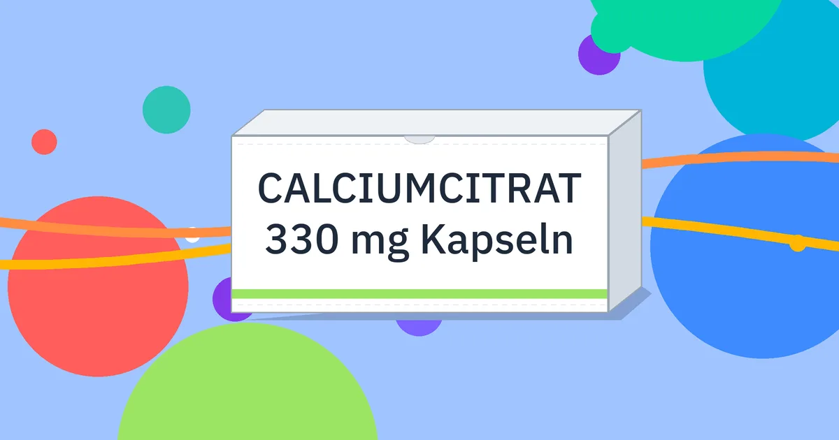 Symbolbild: Packung mit der Aufschrift CALCIUMCITRAT 330 mg Kapseln (PZN 18215505) – Verfügbarkeit und Bezug in Apotheken in Frankfurt am Main