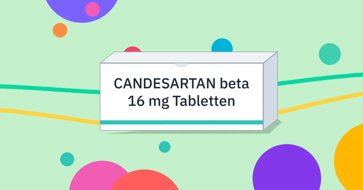 Symbolbild: Packung mit der Aufschrift CANDESARTAN beta 16 mg Tabletten (PZN 19211389) – Verfügbarkeit und Bezug in Apotheken in Frankfurt am Main