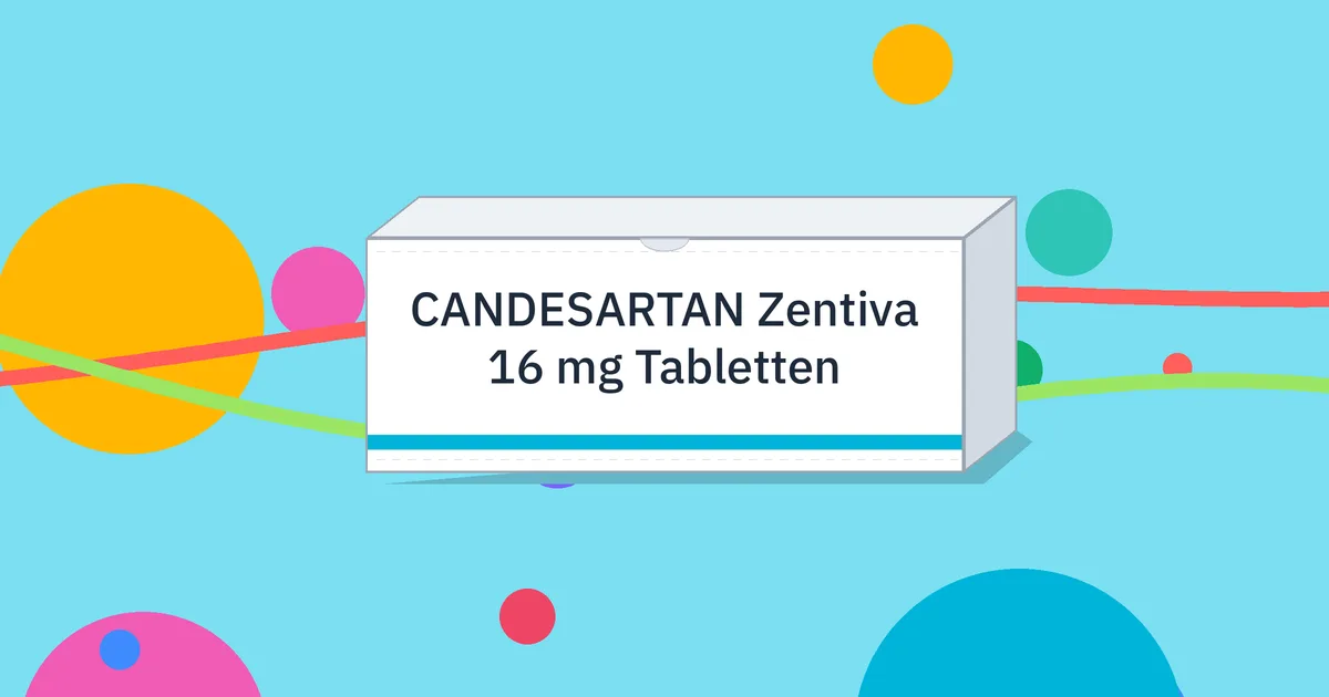 Symbolbild: Packung mit der Aufschrift CANDESARTAN Zentiva 16 mg Tabletten (PZN 09392272) – Verfügbarkeit und Bezug in Apotheken in Frankfurt am Main