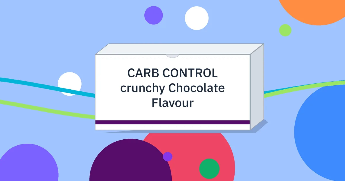Symbolbild: Packung mit der Aufschrift CARB CONTROL crunchy Chocolate Flavour (PZN 07090561) – Verfügbarkeit und Bezug in Apotheken in Frankfurt am Main