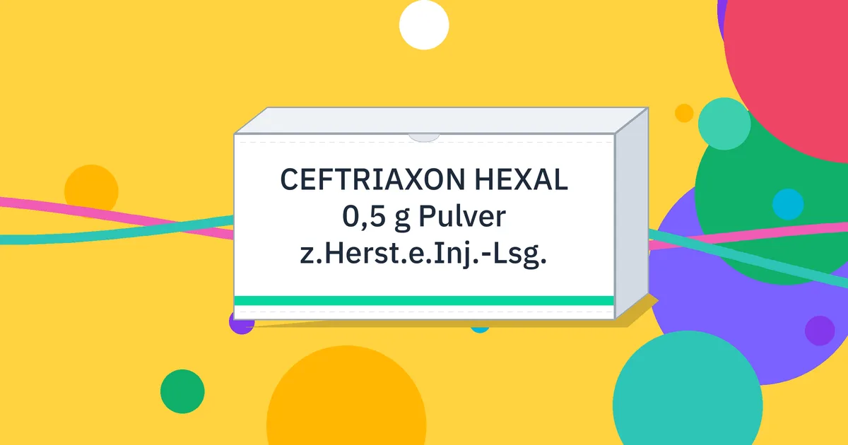 Symbolbild: Packung mit der Aufschrift CEFTRIAXON HEXAL 0,5 g Pulver z.Herst.e.Inj.-Lsg. (PZN 05995140) – Verfügbarkeit und Bezug in Apotheken in Frankfurt am Main
