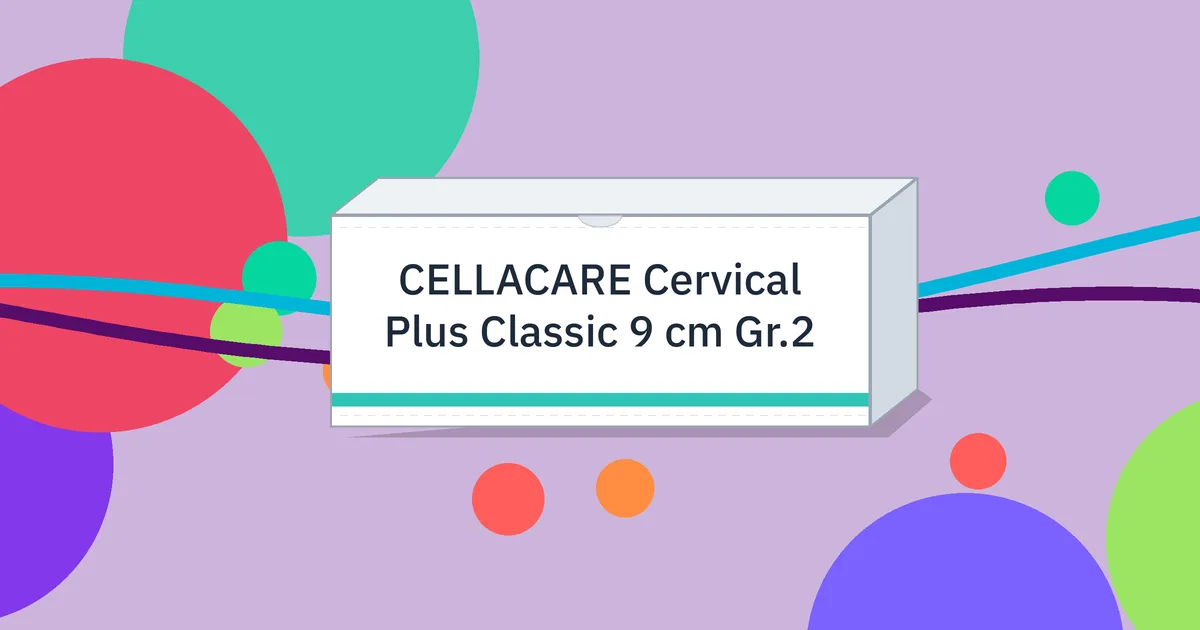 Symbolbild: Packung mit der Aufschrift CELLACARE Cervical Plus Classic 9 cm Gr.2 (PZN 20549389) – Verfügbarkeit und Bezug in Apotheken in Frankfurt am Main