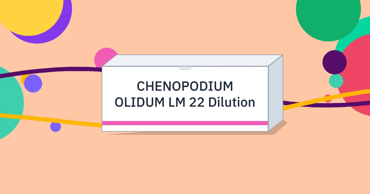 Symbolbild: Packung mit der Aufschrift CHENOPODIUM OLIDUM LM 22 Dilution (PZN 13441421) – Verfügbarkeit und Bezug in Apotheken in Frankfurt am Main