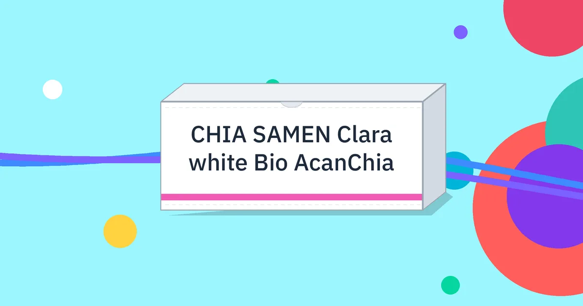 Symbolbild: Packung mit der Aufschrift CHIA SAMEN Clara white Bio AcanChia (PZN 14043415) – Verfügbarkeit und Bezug in Apotheken in Frankfurt am Main