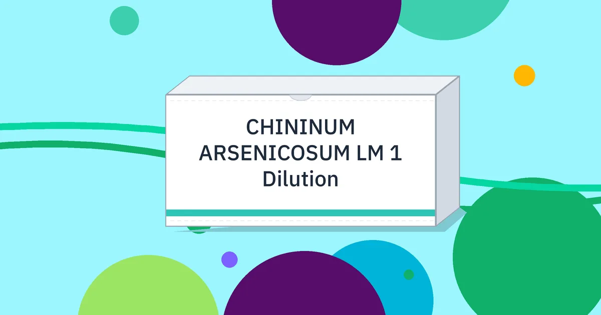 Symbolbild: Packung mit der Aufschrift CHININUM ARSENICOSUM LM 1 Dilution (PZN 12814593) – Verfügbarkeit und Bezug in Apotheken in Frankfurt am Main