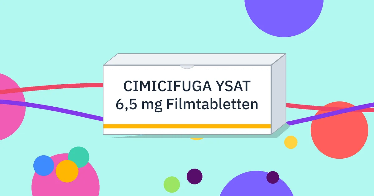 Symbolbild: Packung mit der Aufschrift CIMICIFUGA YSAT 6,5 mg Filmtabletten (PZN 20583297) – Verfügbarkeit und Bezug in Apotheken in Frankfurt am Main
