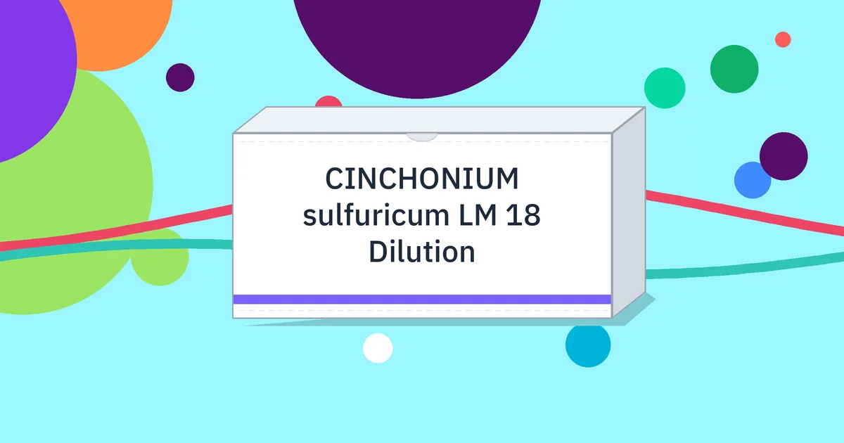Symbolbild: Packung mit der Aufschrift CINCHONIUM sulfuricum LM 18 Dilution (PZN 13446507) – Verfügbarkeit und Bezug in Apotheken in Frankfurt am Main