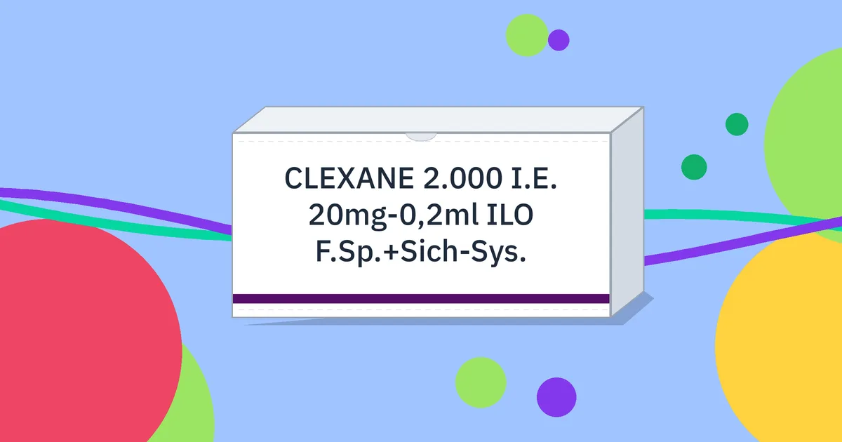 Symbolbild: Packung mit der Aufschrift CLEXANE 2.000 I.E. 20mg-0,2ml ILO F.Sp.+Sich-Sys. (PZN 05013289) – Verfügbarkeit und Bezug in Apotheken in Frankfurt am Main