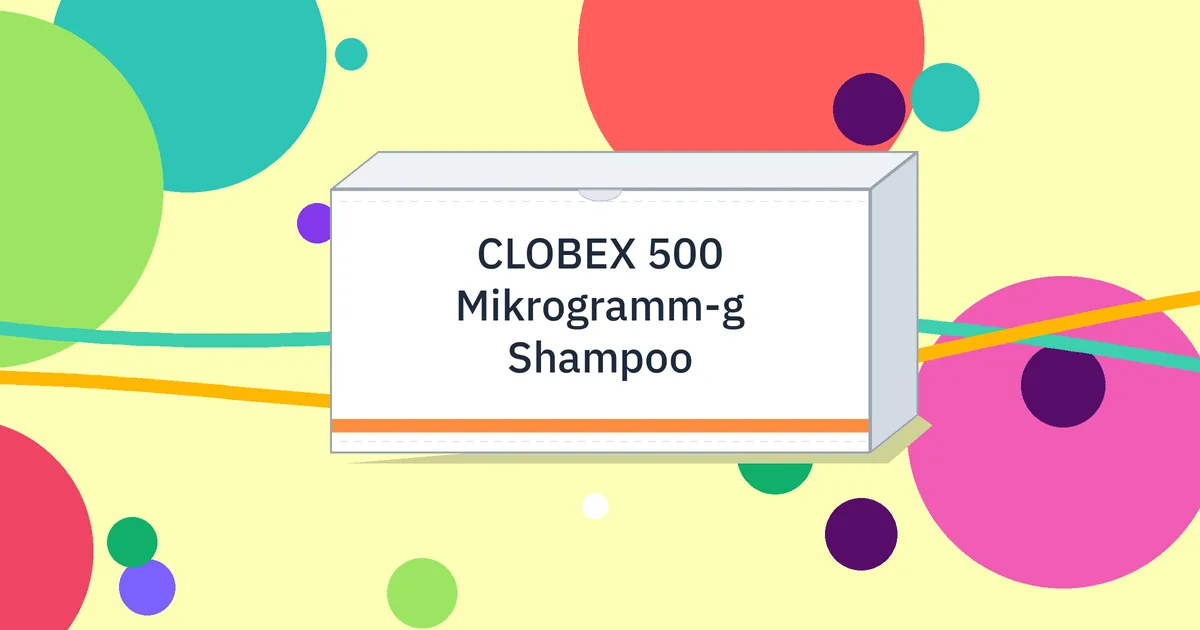 Symbolbild: Packung mit der Aufschrift CLOBEX 500 Mikrogramm-g Shampoo (PZN 04363981) – Verfügbarkeit und Bezug in Apotheken in Frankfurt am Main