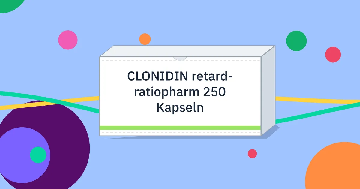 Symbolbild: Packung mit der Aufschrift CLONIDIN retard-ratiopharm 250 Kapseln (PZN 03735570) – Verfügbarkeit und Bezug in Apotheken in Frankfurt am Main