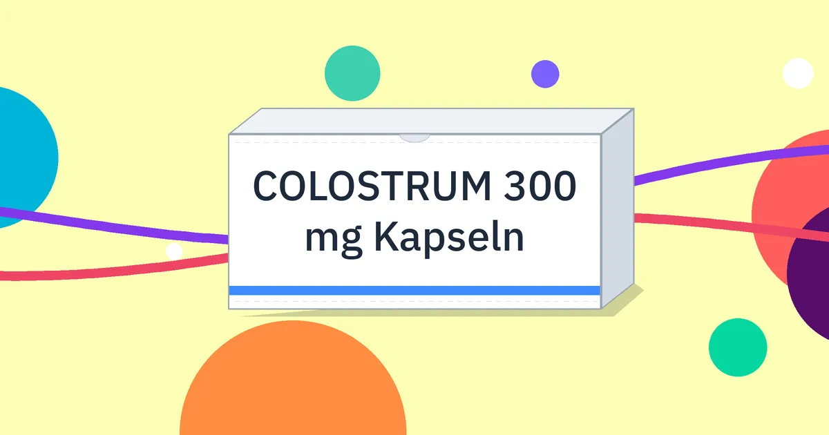 Symbolbild: Packung mit der Aufschrift COLOSTRUM 300 mg Kapseln (PZN 18215416) – Verfügbarkeit und Bezug in Apotheken in Frankfurt am Main