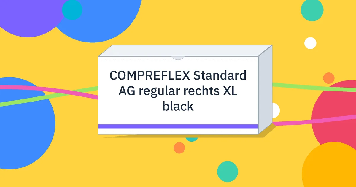 Symbolbild: Packung mit der Aufschrift COMPREFLEX Standard AG regular rechts XL black (PZN 19534402) – Verfügbarkeit und Bezug in Apotheken in Frankfurt am Main