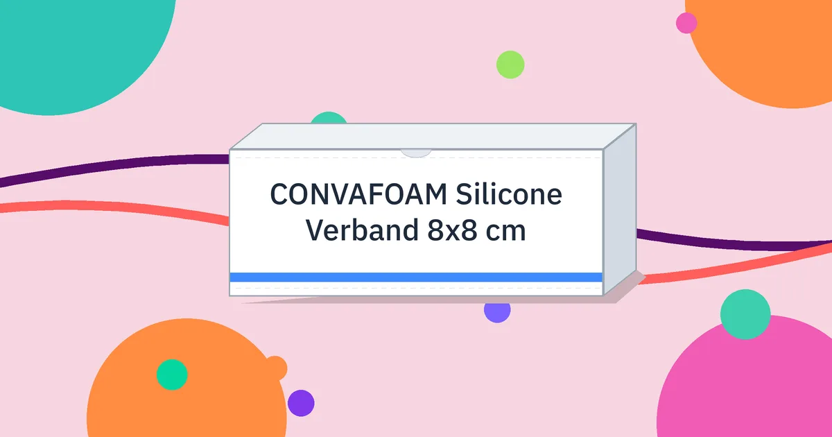 Symbolbild: Packung mit der Aufschrift CONVAFOAM Silicone Verband 8x8 cm (PZN 17256494) – Verfügbarkeit und Bezug in Apotheken in Frankfurt am Main