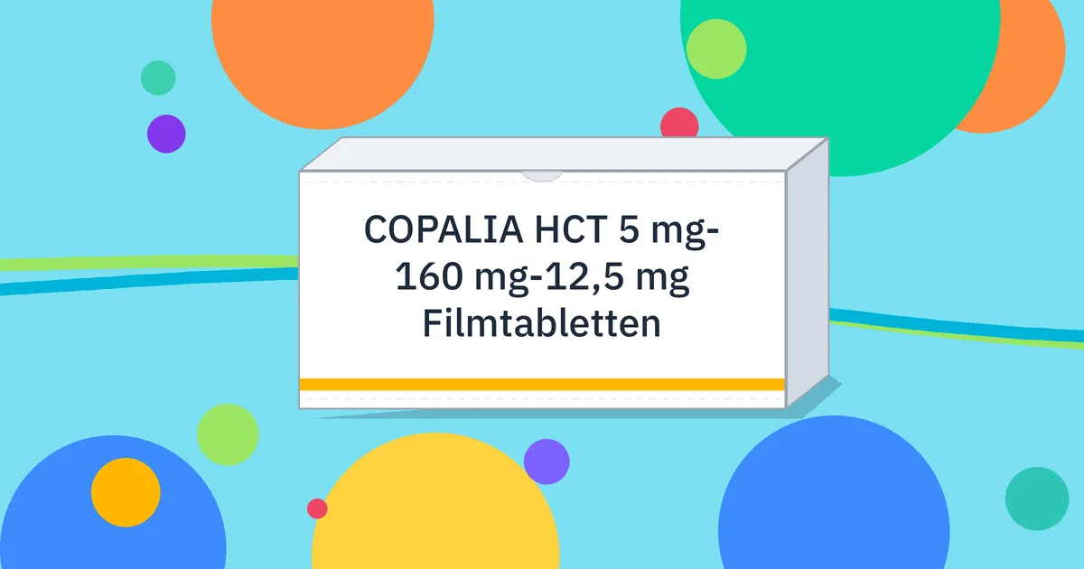 Symbolbild: Packung mit der Aufschrift COPALIA HCT 5 mg-160 mg-12,5 mg Filmtabletten (PZN 18712103) – Verfügbarkeit und Bezug in Apotheken in Frankfurt am Main