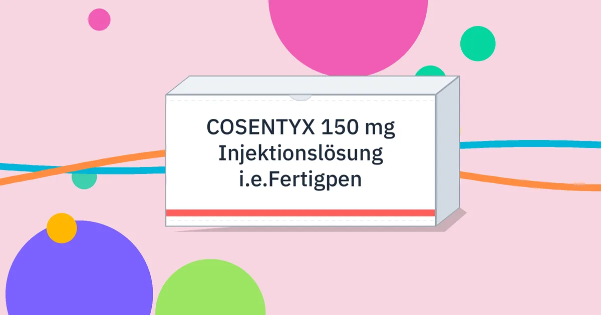 Symbolbild: Packung mit der Aufschrift COSENTYX 150 mg Injektionslösung i.e.Fertigpen (PZN 16400919) – Verfügbarkeit und Bezug in Apotheken in Frankfurt am Main
