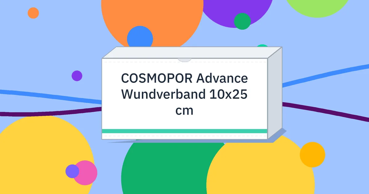 Symbolbild: Packung mit der Aufschrift COSMOPOR Advance Wundverband 10x25 cm (PZN 17451066) – Verfügbarkeit und Bezug in Apotheken in Frankfurt am Main