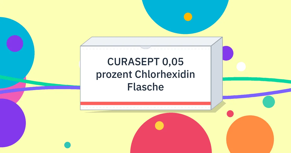 Symbolbild: Packung mit der Aufschrift CURASEPT 0,05 prozent Chlorhexidin Flasche (PZN 04074188) – Verfügbarkeit und Bezug in Apotheken in Frankfurt am Main