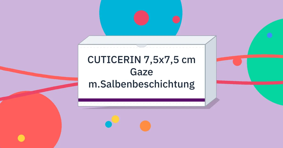 Symbolbild: Packung mit der Aufschrift CUTICERIN 7,5x7,5 cm Gaze m.Salbenbeschichtung (PZN 03182384) – Verfügbarkeit und Bezug in Apotheken in Frankfurt am Main