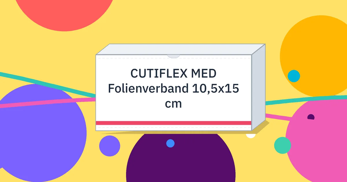 Symbolbild: Packung mit der Aufschrift CUTIFLEX MED Folienverband 10,5x15 cm (PZN 17505661) – Verfügbarkeit und Bezug in Apotheken in Frankfurt am Main