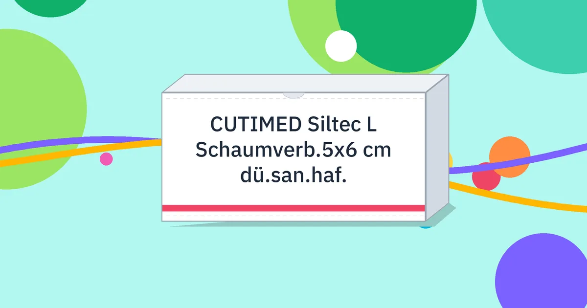 Symbolbild: Packung mit der Aufschrift CUTIMED Siltec L Schaumverb.5x6 cm dü.san.haf. (PZN 11277779) – Verfügbarkeit und Bezug in Apotheken in Frankfurt am Main