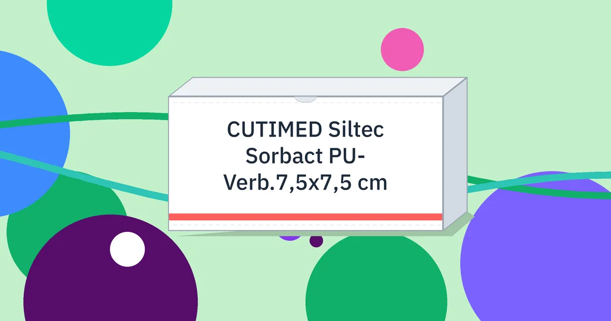Symbolbild: Packung mit der Aufschrift CUTIMED Siltec Sorbact PU-Verb.7,5x7,5 cm (PZN 18126836) – Verfügbarkeit und Bezug in Apotheken in Frankfurt am Main