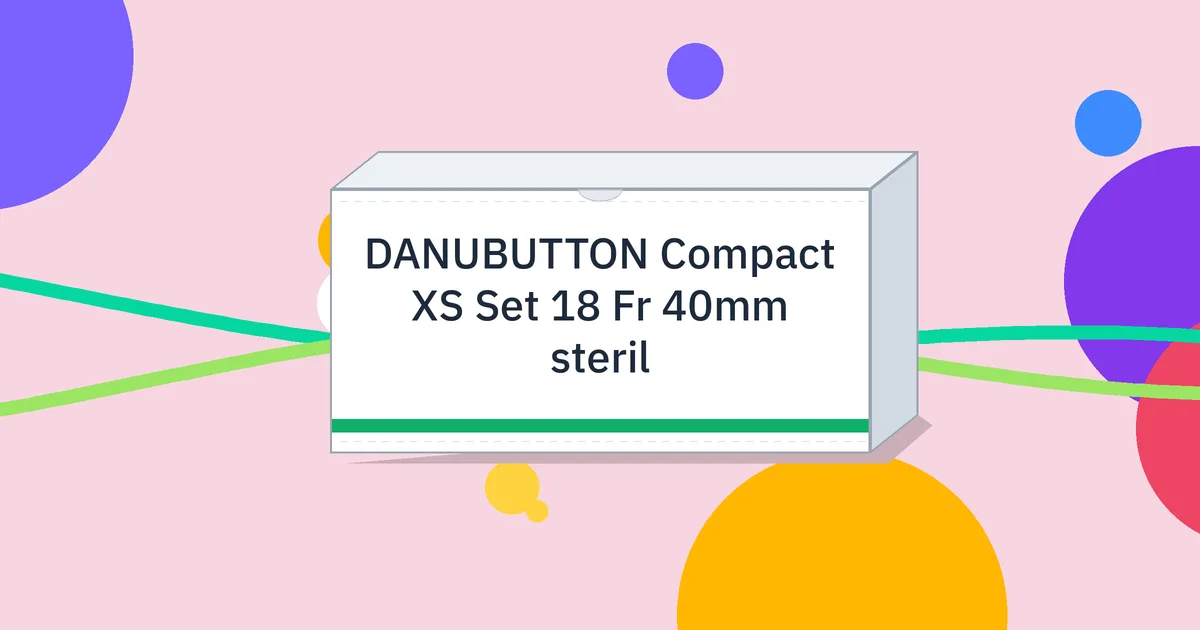 Symbolbild: Packung mit der Aufschrift DANUBUTTON Compact XS Set 18 Fr 40mm steril (PZN 19853082) – Verfügbarkeit und Bezug in Apotheken in Frankfurt am Main