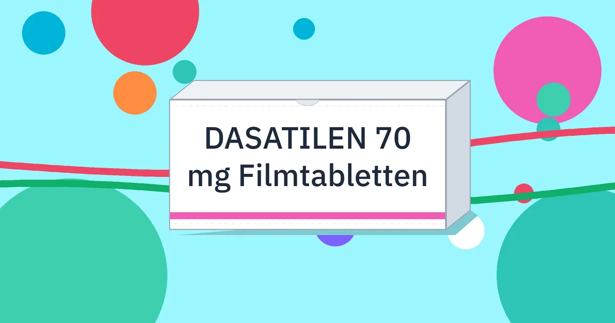 Symbolbild: Packung mit der Aufschrift DASATILEN 70 mg Filmtabletten (PZN 16138114) – Verfügbarkeit und Bezug in Apotheken in Frankfurt am Main