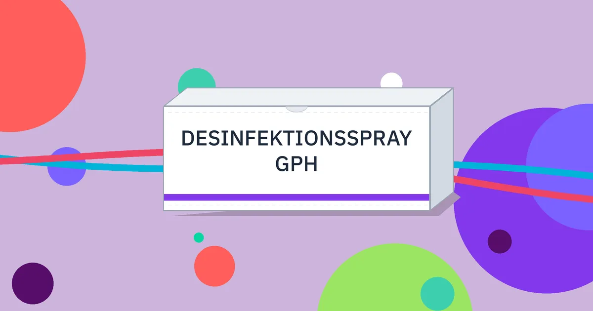 Symbolbild: Packung mit der Aufschrift DESINFEKTIONSSPRAY GPH (PZN 16629409) – Verfügbarkeit und Bezug in Apotheken in Frankfurt am Main
