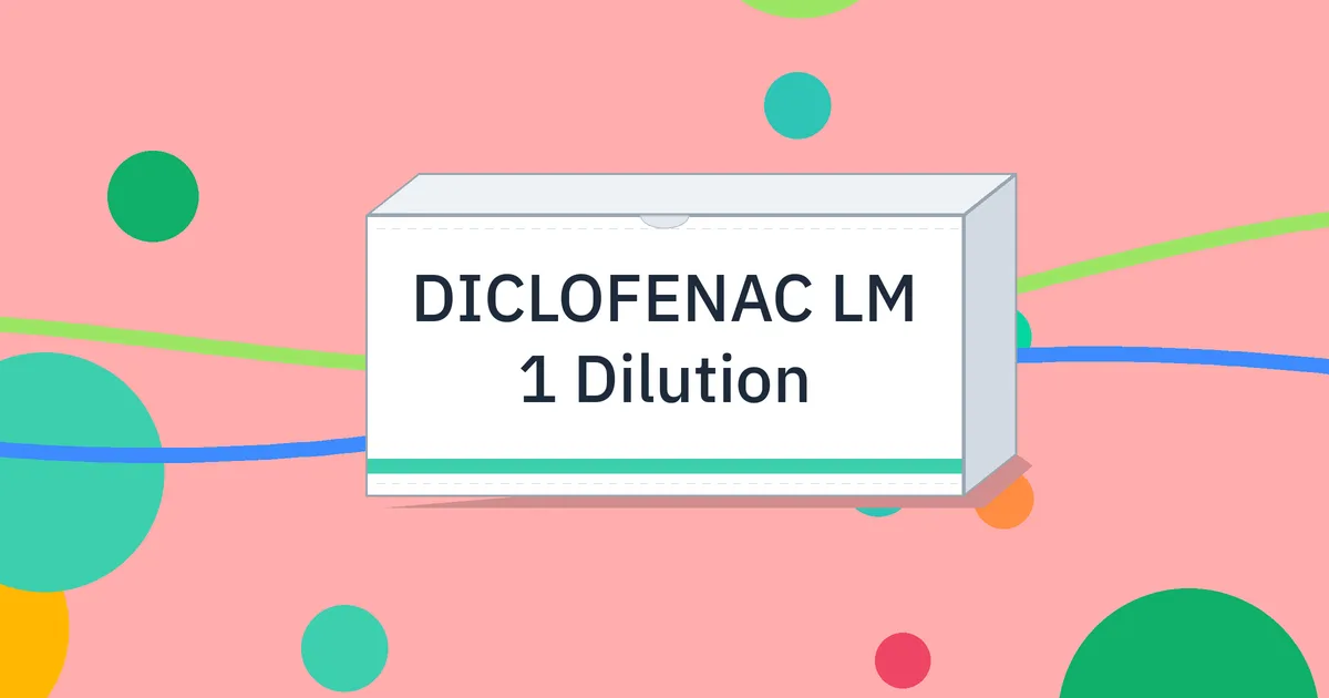 Symbolbild: Packung mit der Aufschrift DICLOFENAC LM 1 Dilution (PZN 12841147) – Verfügbarkeit und Bezug in Apotheken in Frankfurt am Main