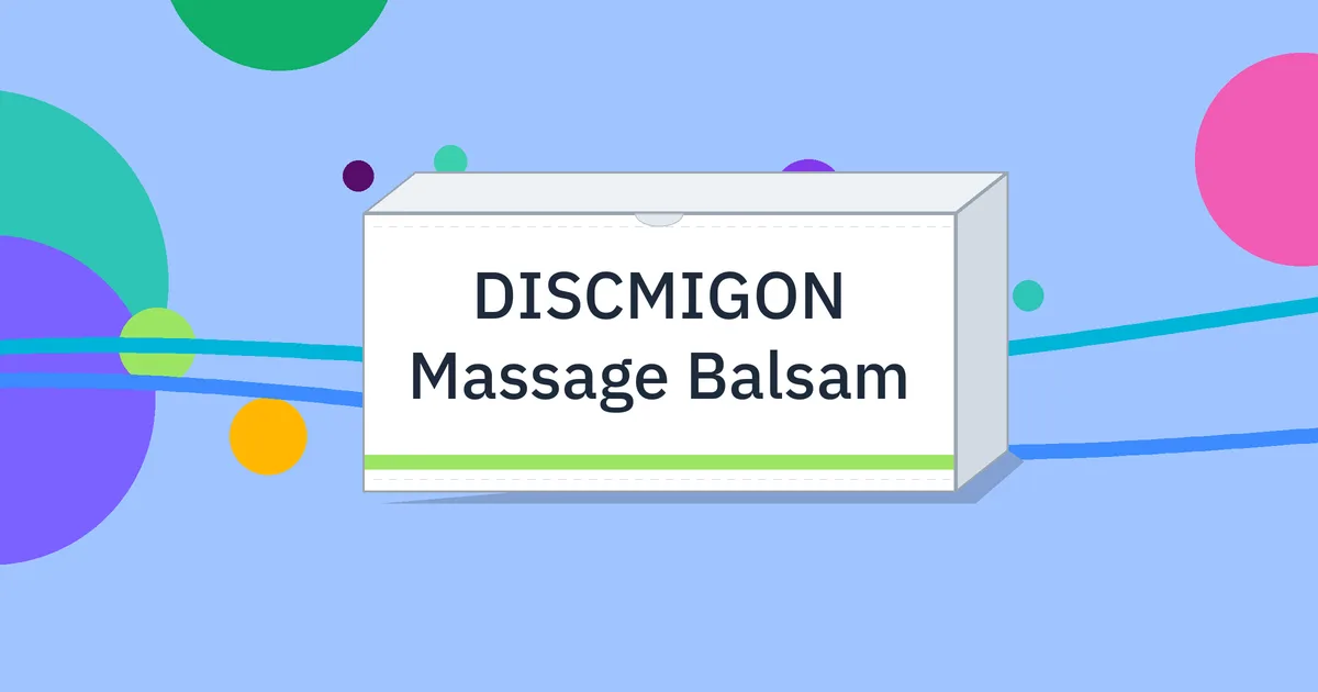 Symbolbild: Packung mit der Aufschrift DISCMIGON Massage Balsam (PZN 00111797) – Verfügbarkeit und Bezug in Apotheken in Frankfurt am Main