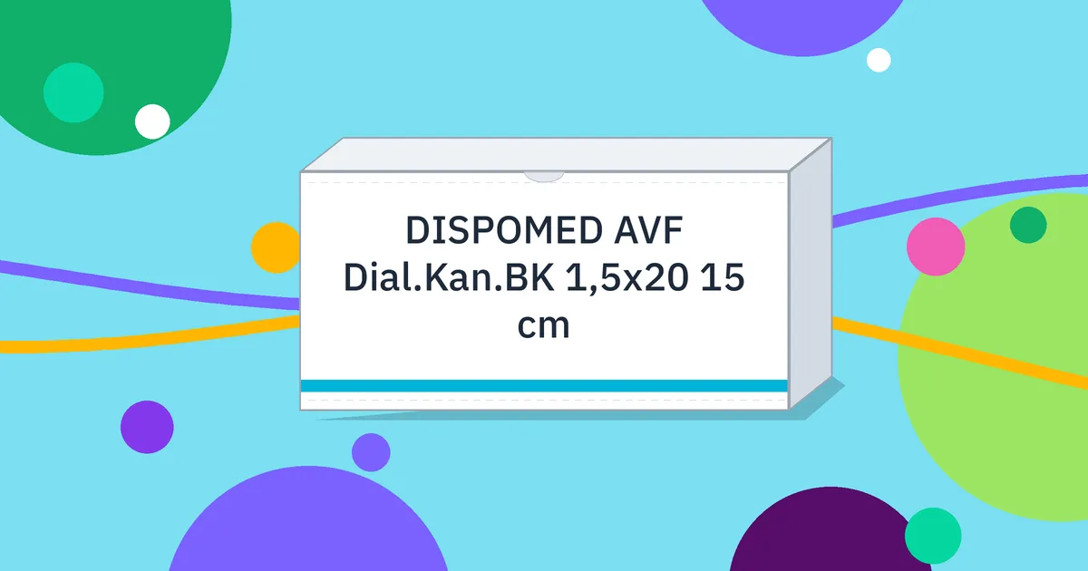 Symbolbild: Packung mit der Aufschrift DISPOMED AVF Dial.Kan.BK 1,5x20 15 cm (PZN 08495685) – Verfügbarkeit und Bezug in Apotheken in Frankfurt am Main