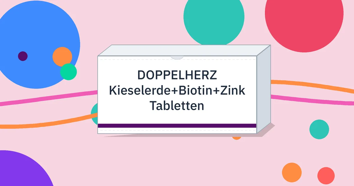 Symbolbild: Packung mit der Aufschrift DOPPELHERZ Kieselerde+Biotin+Zink Tabletten (PZN 00263432) – Verfügbarkeit und Bezug in Apotheken in Frankfurt am Main